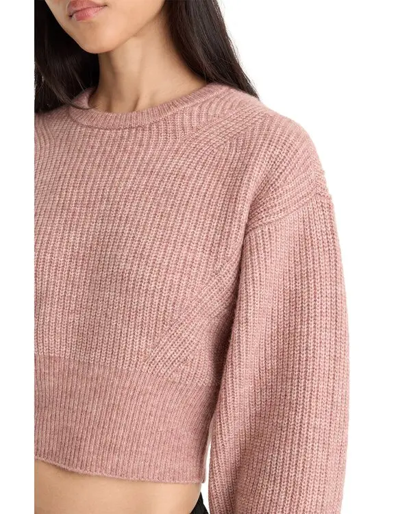 Good American Chunky Knit Cropped Sweater - Dusty Blush