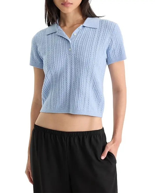 Good American Micro Wool Cable Knit Polo
