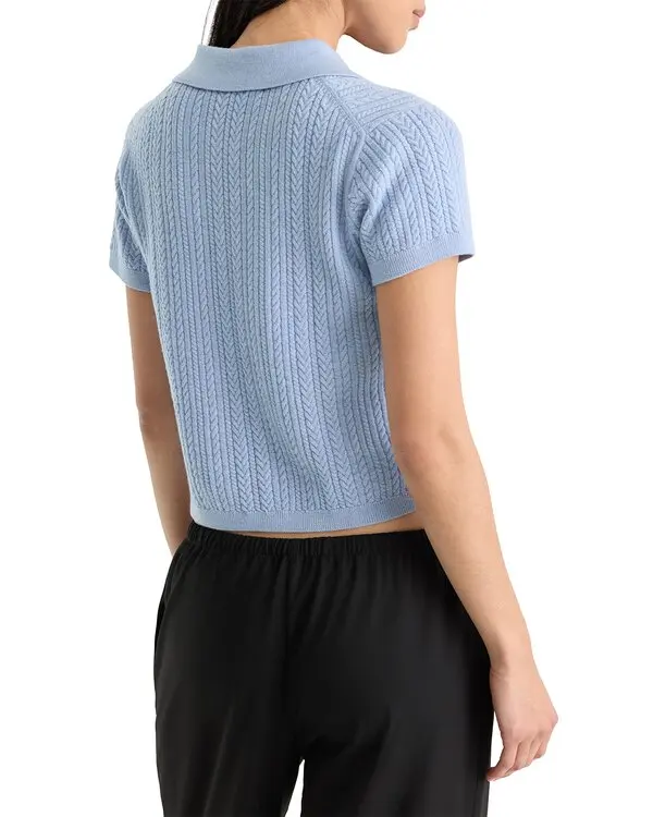 Good American Micro Wool Cable Knit Polo