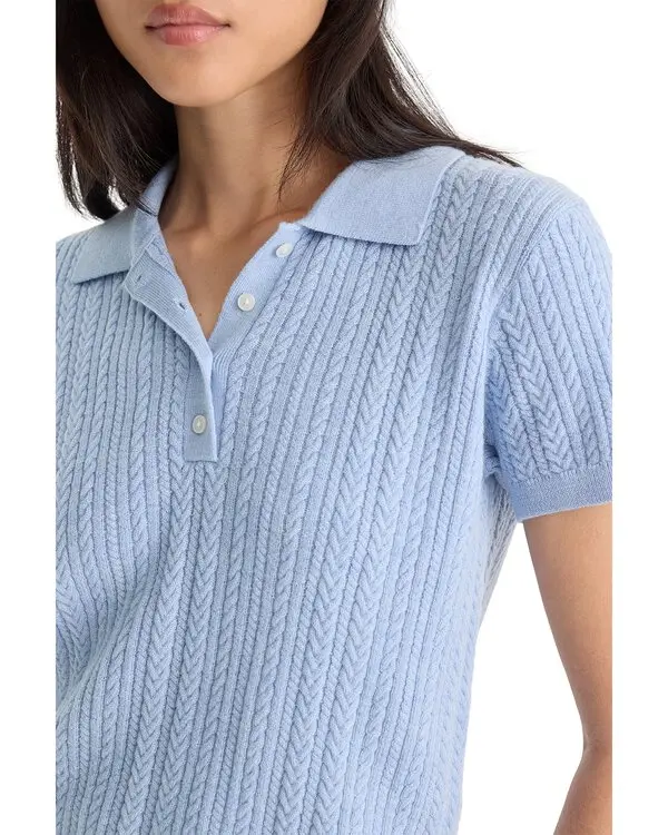 Good American Micro Wool Cable Knit Polo