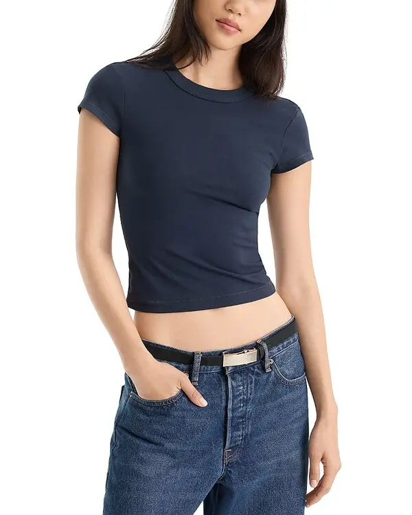 Good American Cap Sleeve Cotton Stretch Tee