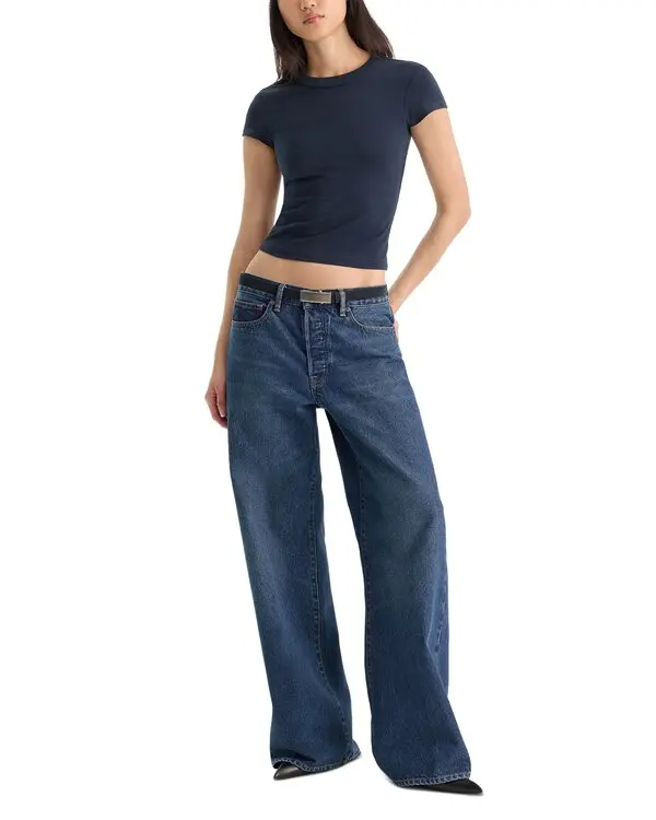 Good American Cap Sleeve Cotton Stretch Tee