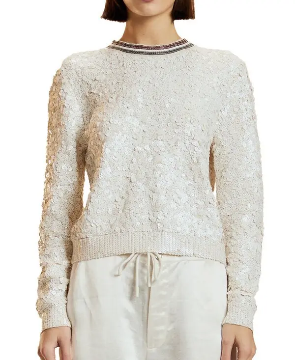 Cynthia Rowley Sequin Crewneck Sweater
