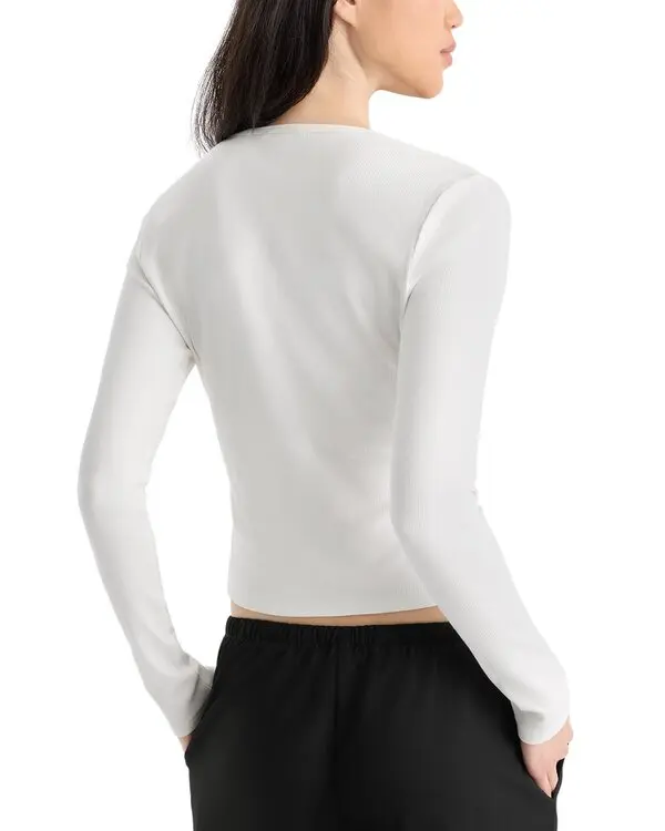 Good American The Rib V Neck Cardigan Tee
