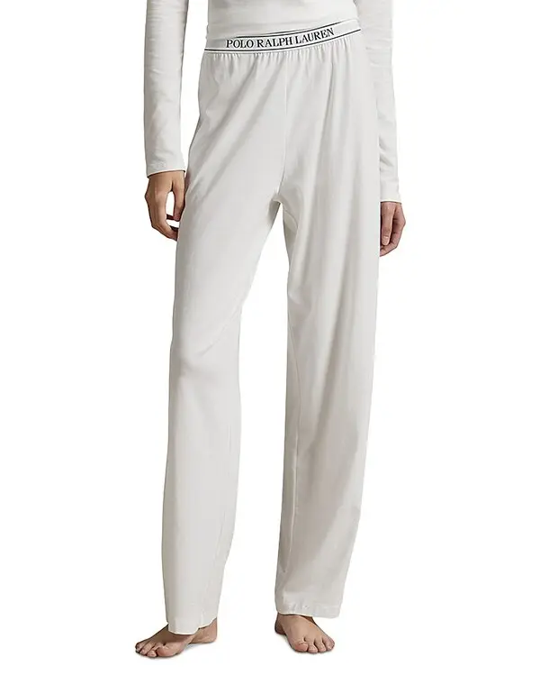 Polo Ralph Lauren Logo Elastic Waist Pajama Pants - White Cloud