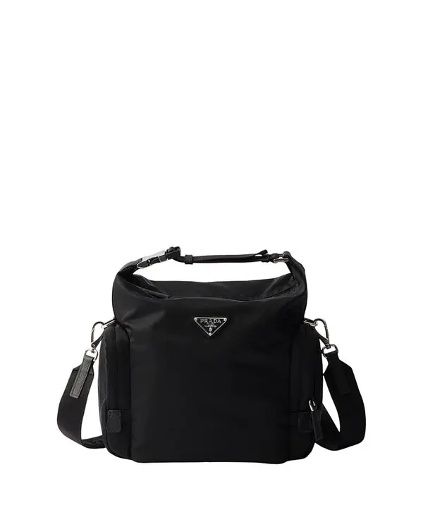Prada Re-nylon And Saffiano Leather Shoulder Bag - Black