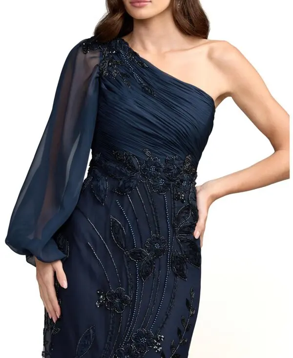 Mac Duggal One-sleeve Embellished Gown