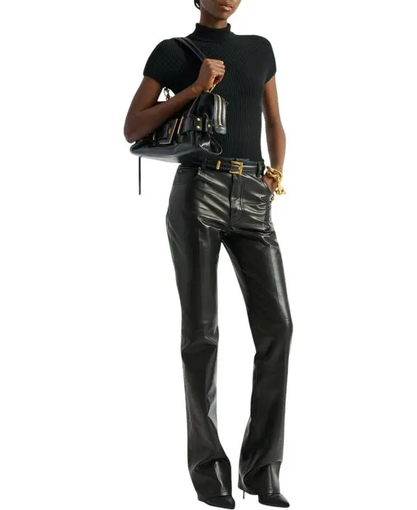 Balmain Leather High-waisted Trousers