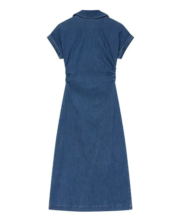 Mint Velvet Denim Ruched Waist Midi Shirt Dress