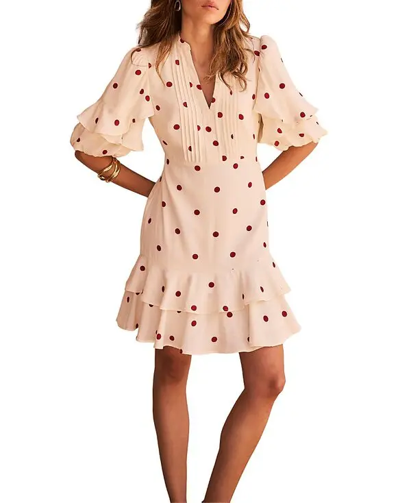 Mint Velvet Polka Dot Mini Dress With Ruffled Details