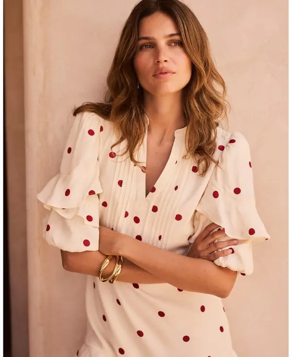 Mint Velvet Polka Dot Mini Dress With Ruffled Details