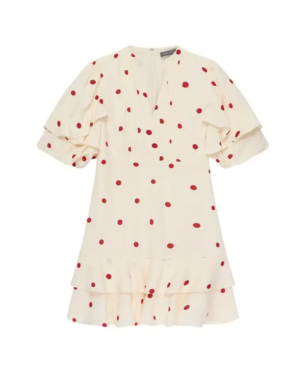 Mint Velvet Polka Dot Mini Dress With Ruffled Details