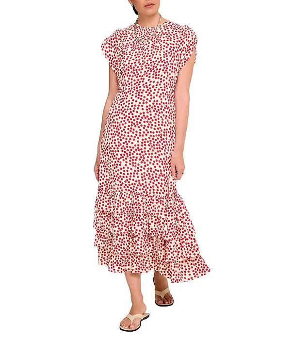 Mint Velvet Polka Dot Ruffle Hem Midi Dress