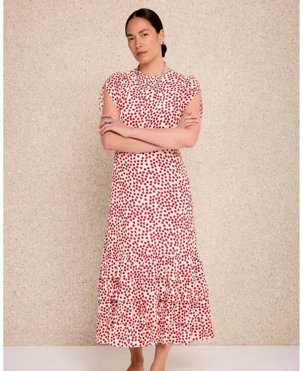 Mint Velvet Polka Dot Ruffle Hem Midi Dress