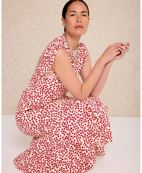 Mint Velvet Polka Dot Ruffle Hem Midi Dress