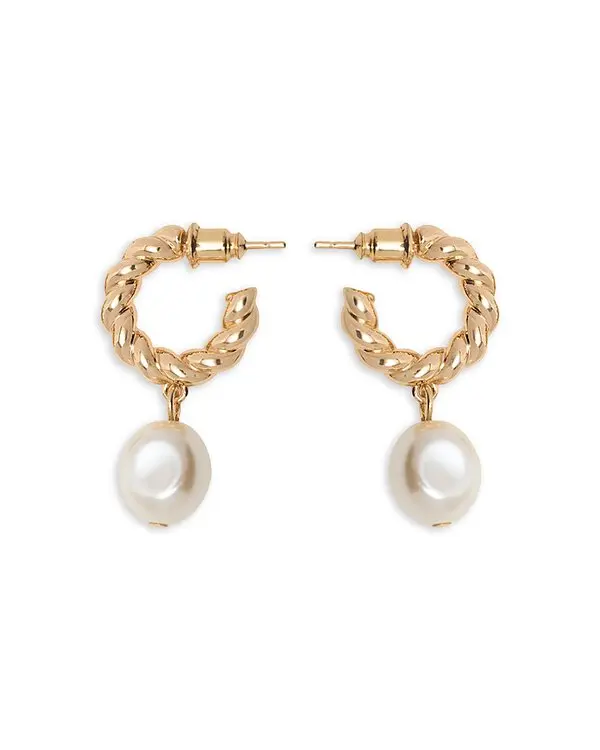 Maje Imitation Pearl Twisted Hoop Earrings, 1l