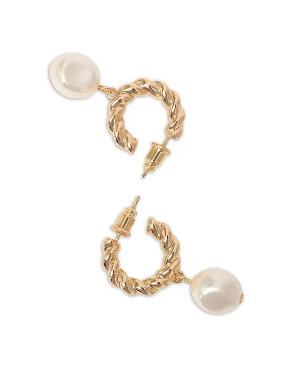 Maje Imitation Pearl Twisted Hoop Earrings, 1l