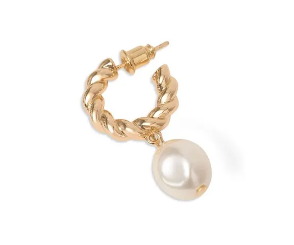 Maje Imitation Pearl Twisted Hoop Earrings, 1l