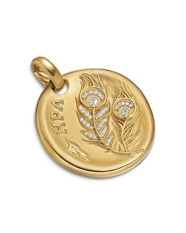 David Yurman Hera Medallion Amulet In 18k Yellow With Diamonds - Gold