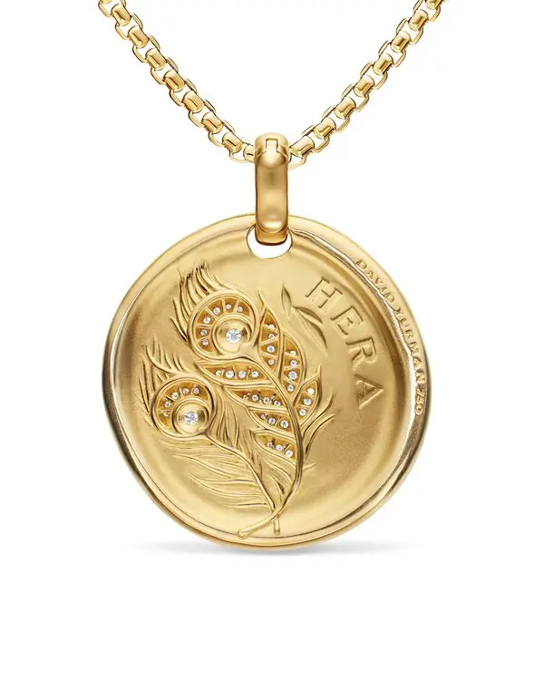 David Yurman Hera Medallion Amulet In 18k Yellow With Diamonds - Gold