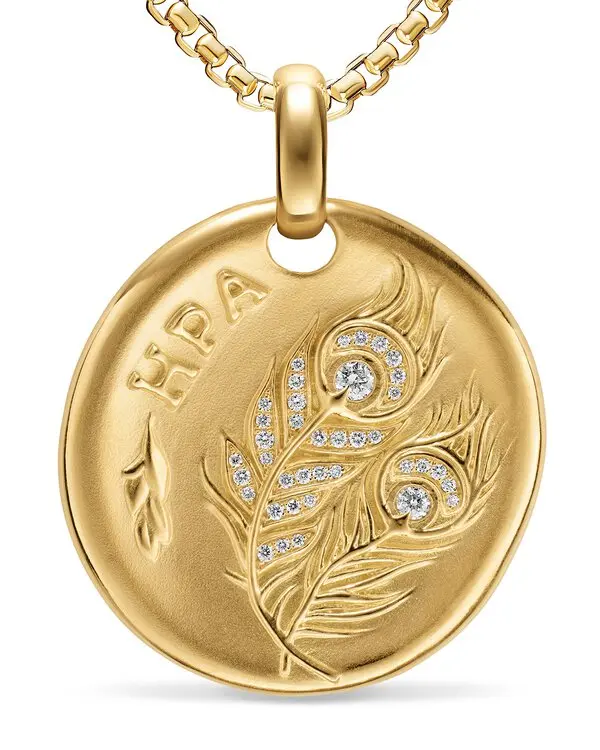 David Yurman Hera Medallion Amulet In 18k Yellow With Diamonds - Gold
