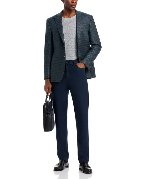 Canali Regular Fit Flannel Five Pocket Trousers - Navy