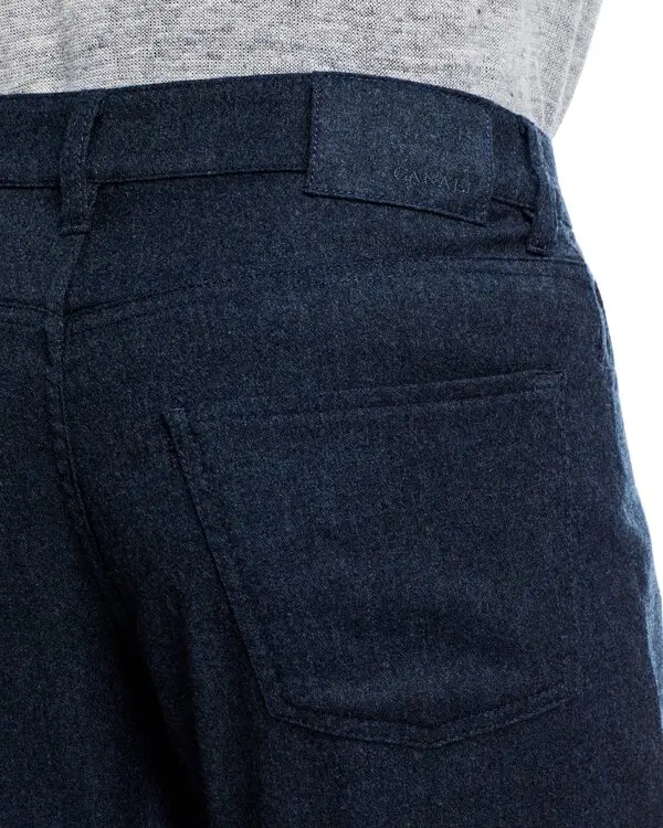 Canali Regular Fit Flannel Five Pocket Trousers - Navy