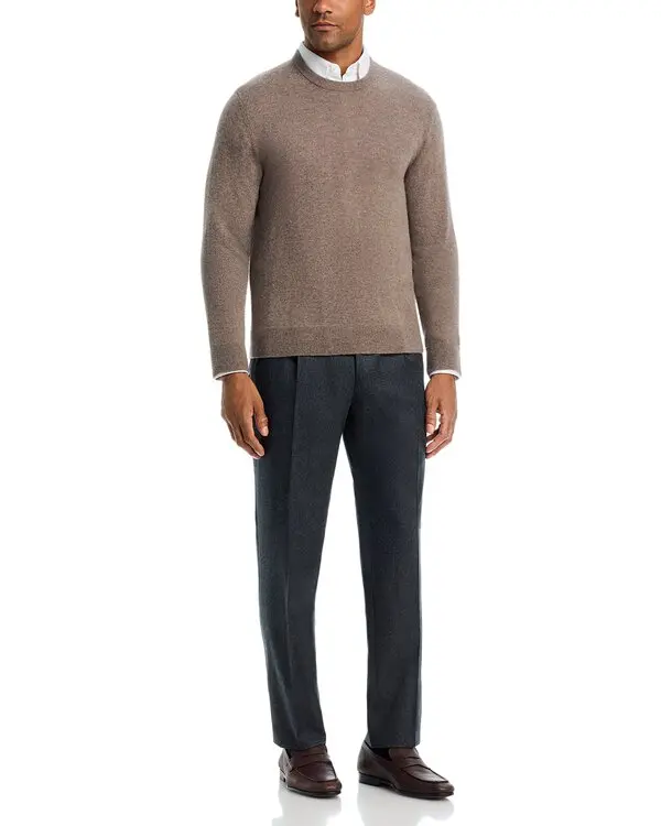 Canali Regular Fit Pleat Flannel Trousers - Charcoal