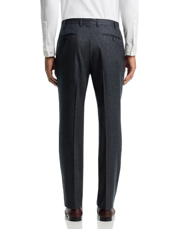 Canali Regular Fit Pleat Flannel Trousers - Charcoal