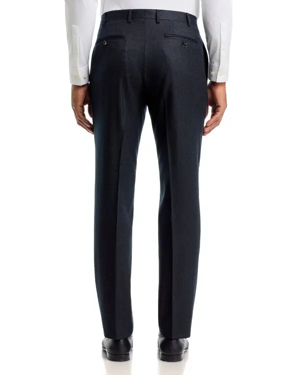 Canali Capri Regular Fit Flat Front Flannel Trousers - Charcoal