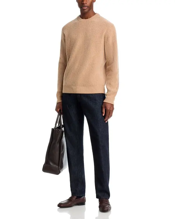 Canali Wool & Cashmere Ribbed Knit Crew Sweater