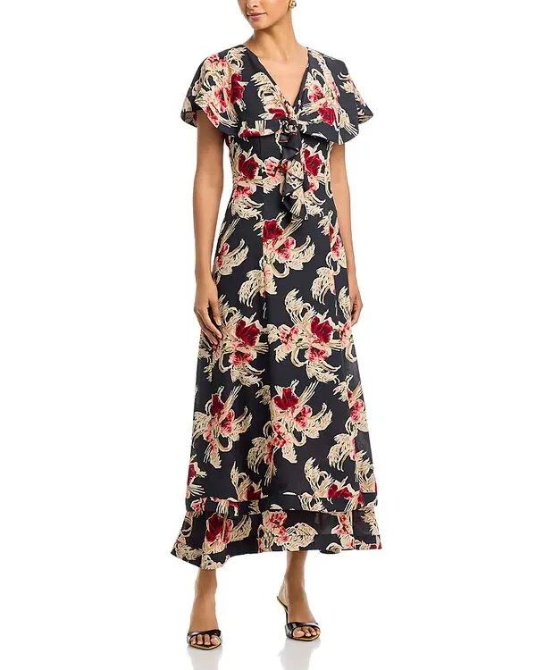 Cinq À Sept Floral Print Maxi Dress - Obsidian Multi