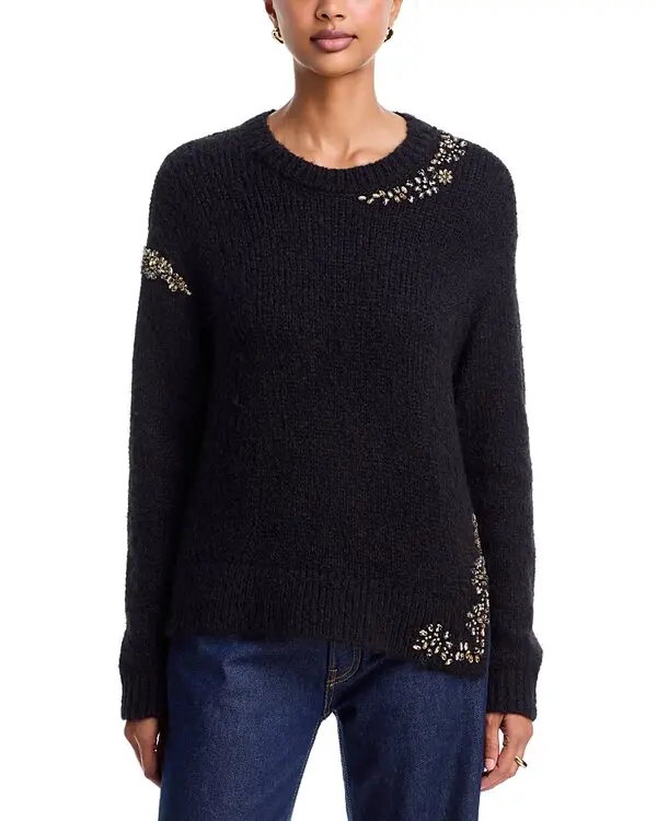 Cinq À Sept Crystal Lace Lilliana Sweater - Black