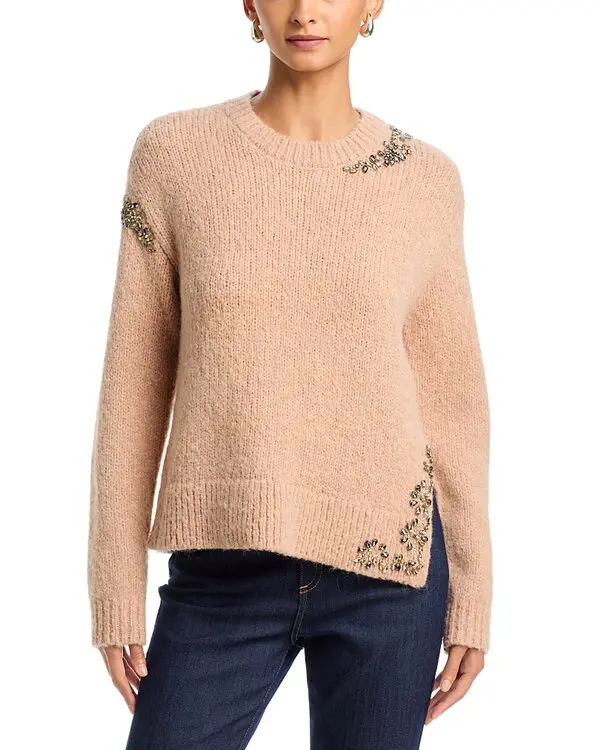 Cinq À Sept Crystal Embellished Knit Sweater