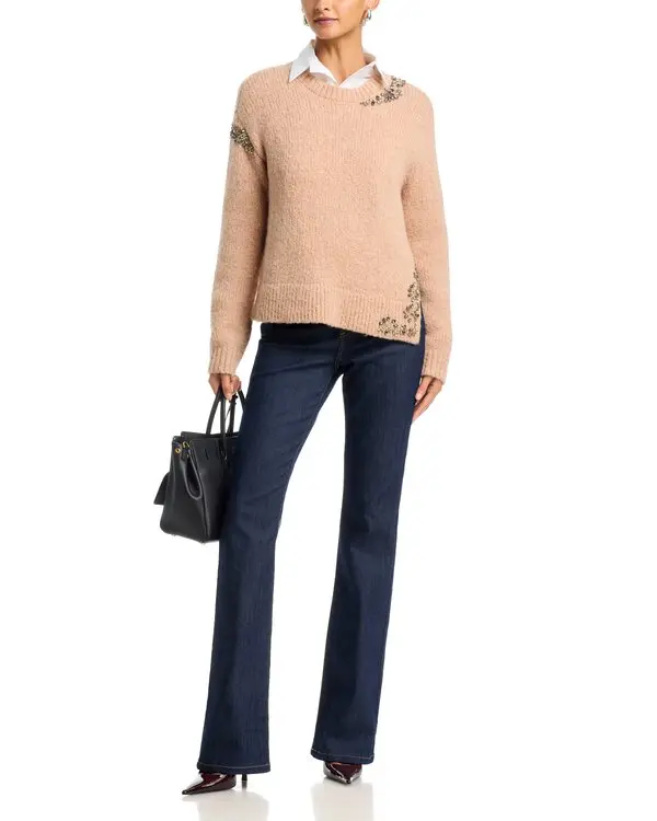 Cinq À Sept Crystal Embellished Knit Sweater