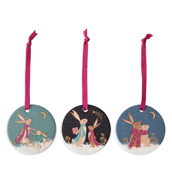 PORTMEIRION Sara Miller Woodland Tales Christmas Decorations, Assorted, Set Of 3 - Blue
