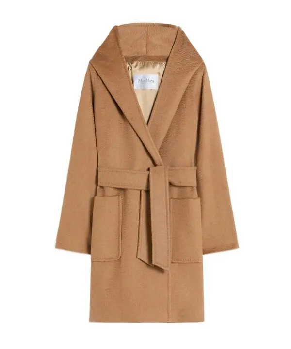Max Mara Rialto Hooded Belted Coat - Camel