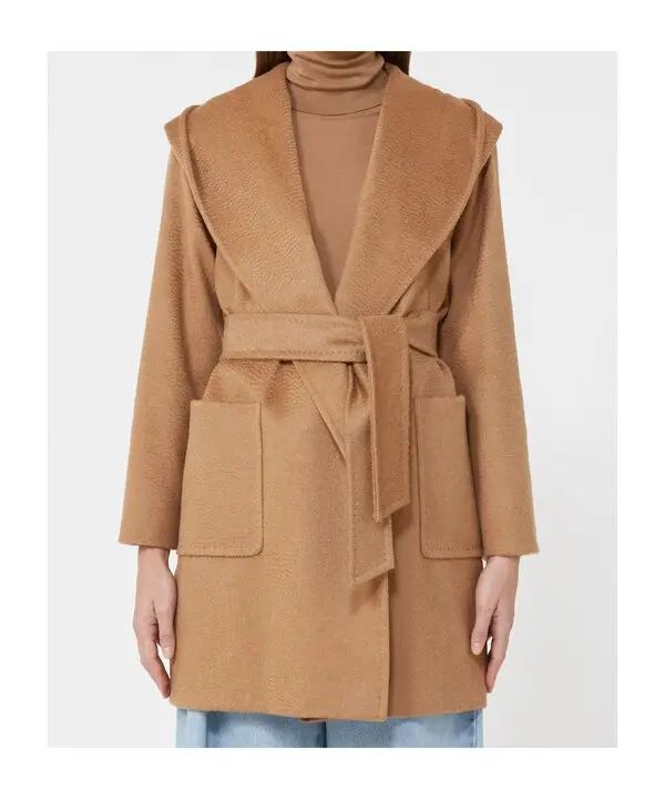 Max Mara Rialto Hooded Belted Coat - Camel