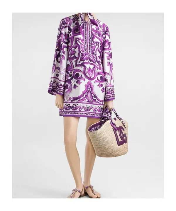 Dolce & Gabbana Graphic Print Long Sleeve Dress