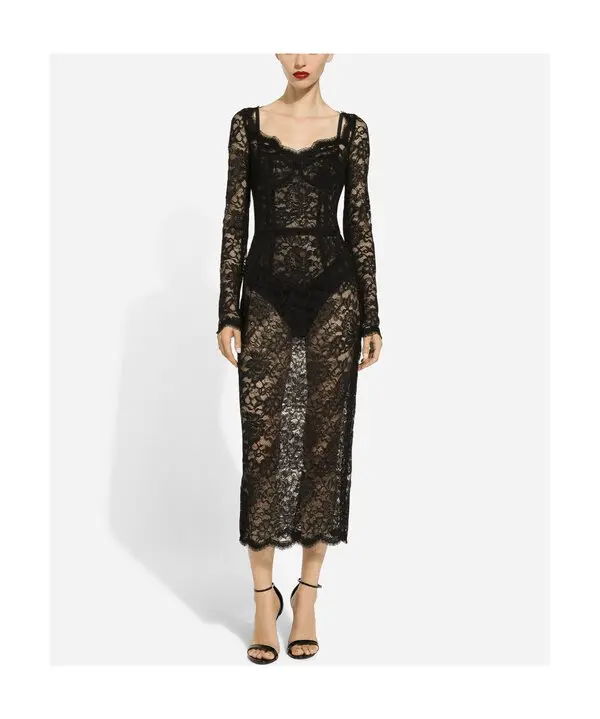 Dolce & Gabbana Floral Lace Midi Dress