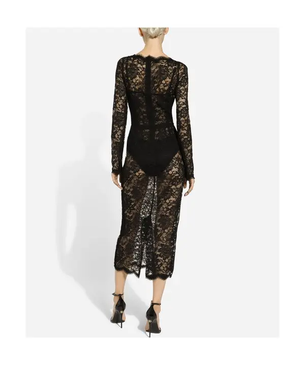 Dolce & Gabbana Floral Lace Midi Dress