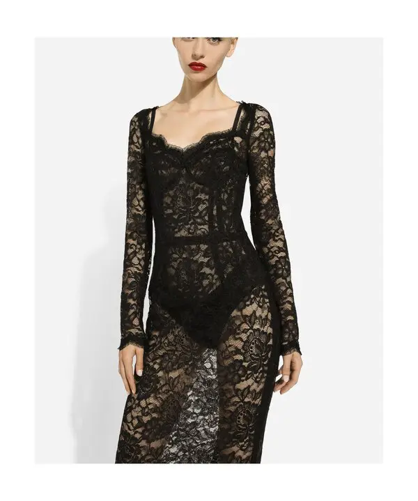 Dolce & Gabbana Floral Lace Midi Dress