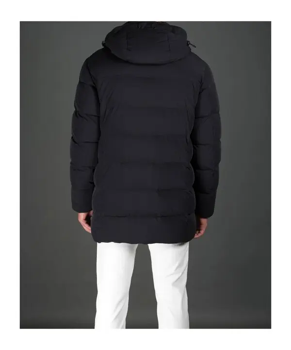 MOORER Button-down Hooded Down Coat - Dark Blue