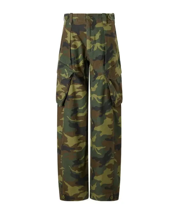 R13 Printed Cotton-canvas Barrel-leg Cargo Pants