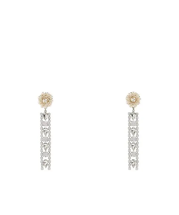 Alessandra Rich Embellished Metal Earrings - Silver