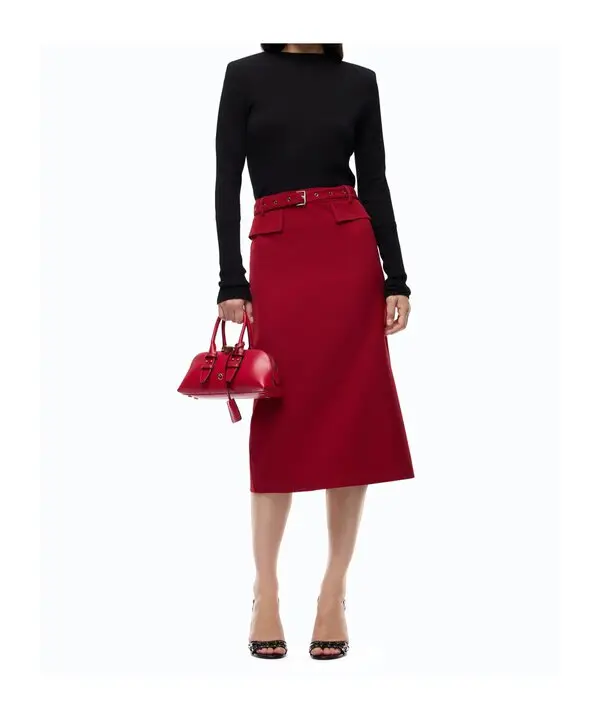 Pinko Belted Slit-detail Midi Skirt