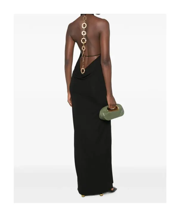 Cult Gaia Open Back Maxi Camisole Dress With Gold-tone Chain Detail - Black