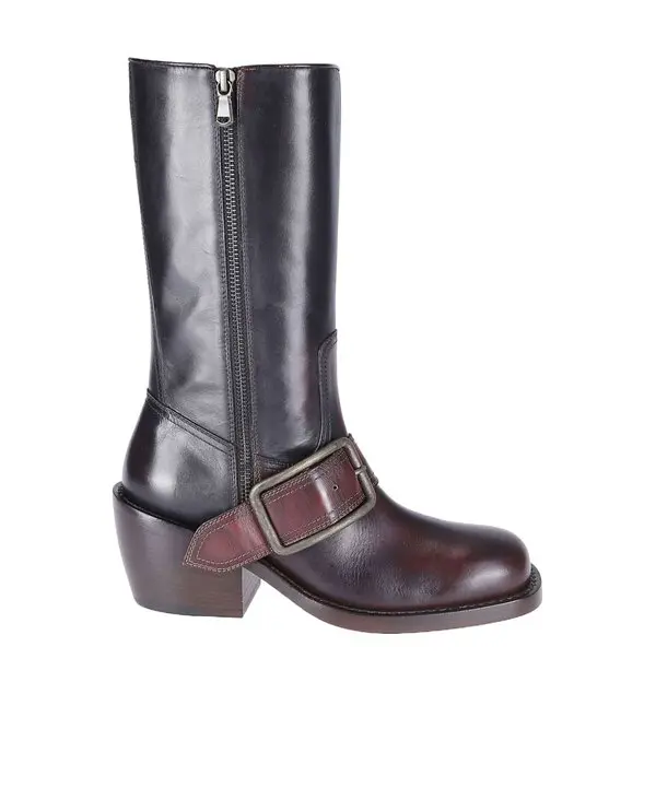 Dries Van Noten Knee-high Zipped Boots With Buckle Detail