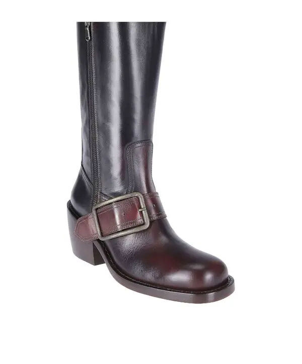 Dries Van Noten Knee-high Zipped Boots With Buckle Detail