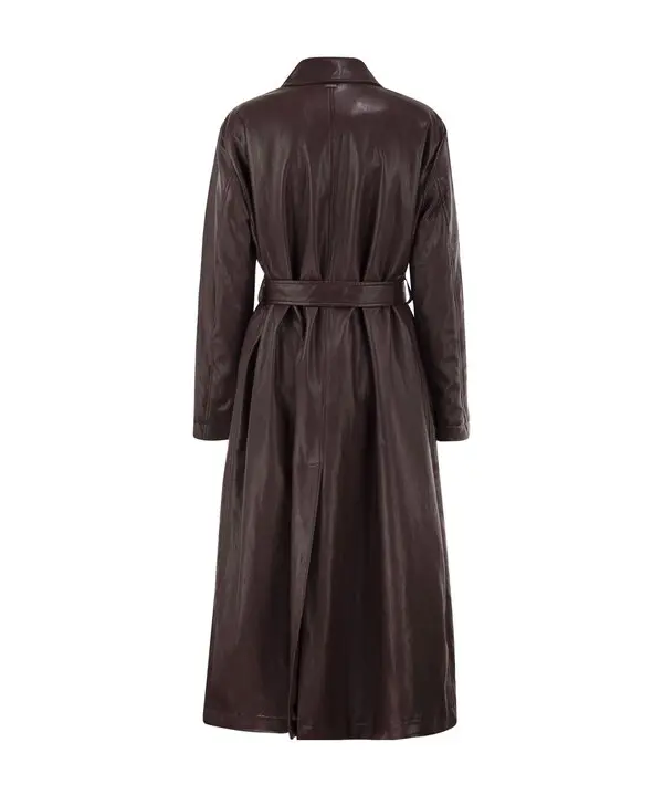 Herno Long Belted Leather-effect Coat